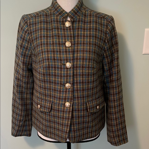 Talbots | Jackets & Coats | Talbots Plaid Jacket With Gold Buttons Sz ...